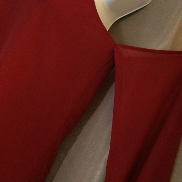 Express | Tops | Nwt Red Chiffon Cold Shoulder Blouse | Poshmark